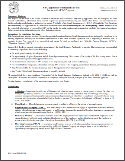 SBA Form 1919: What the Borrower Information Form Is & How to Fill It Out
