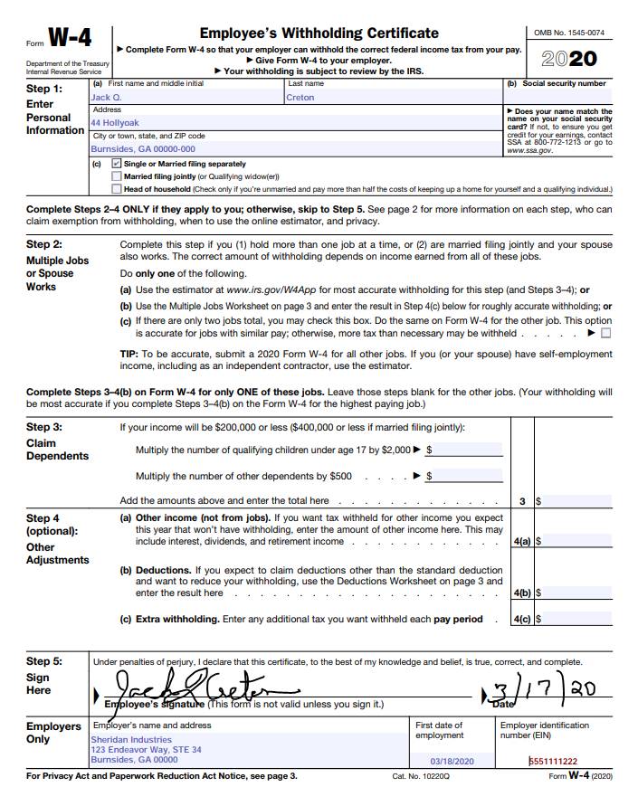 W 4 Employee Withholding Certificate 2023 IMAGESEE