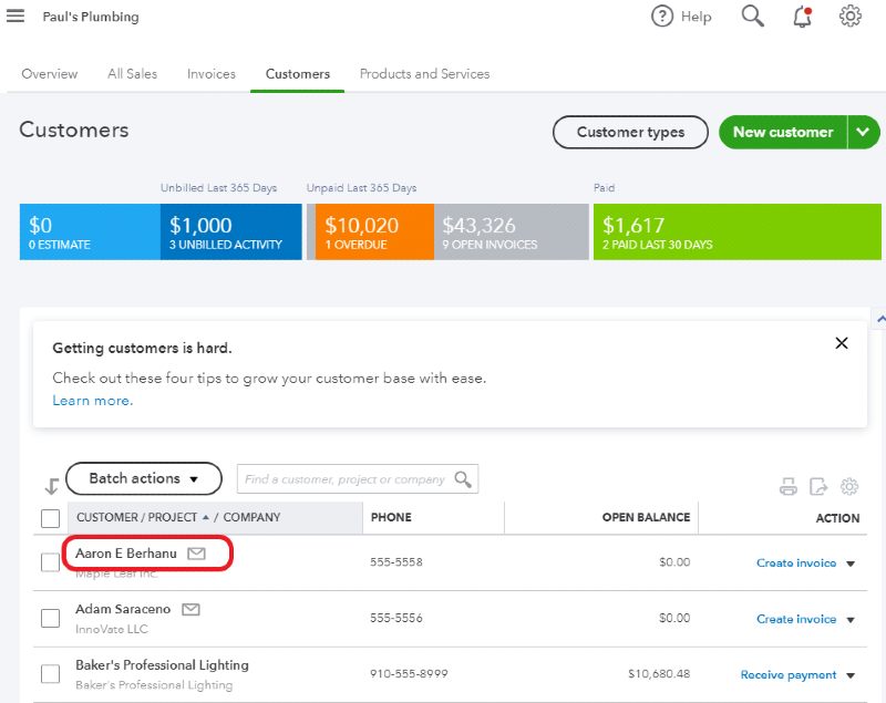 Quickbooks Online Invoicing Ladernames
