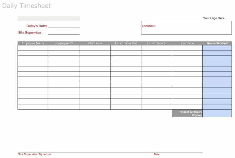 Free Downloadable Time Sheet Templates For Your Small Business