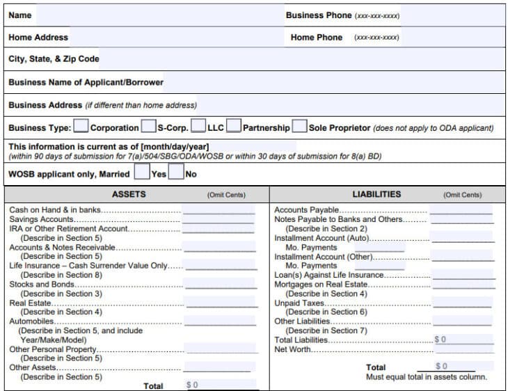 SBA Form 413: How To Fill Out a Personal Financial Statement