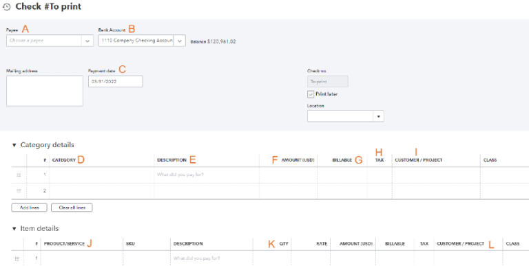 How To Write & Print Checks in QuickBooks Online