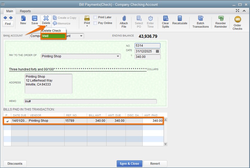 How To Void A Check In QuickBooks Desktop