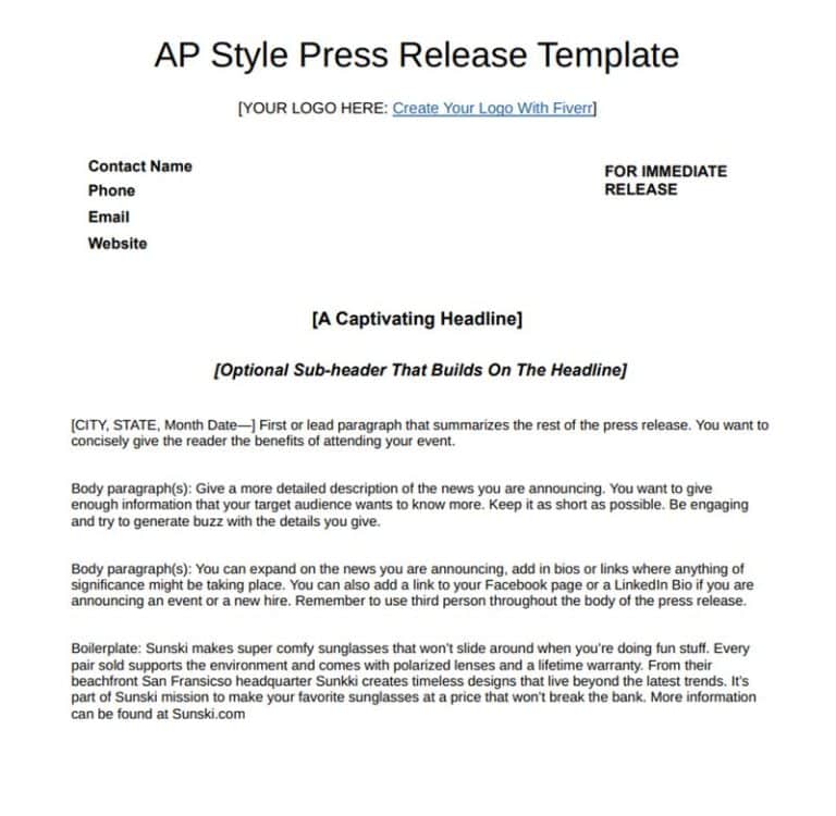 How To Write An AP Style Press Release Free Template 