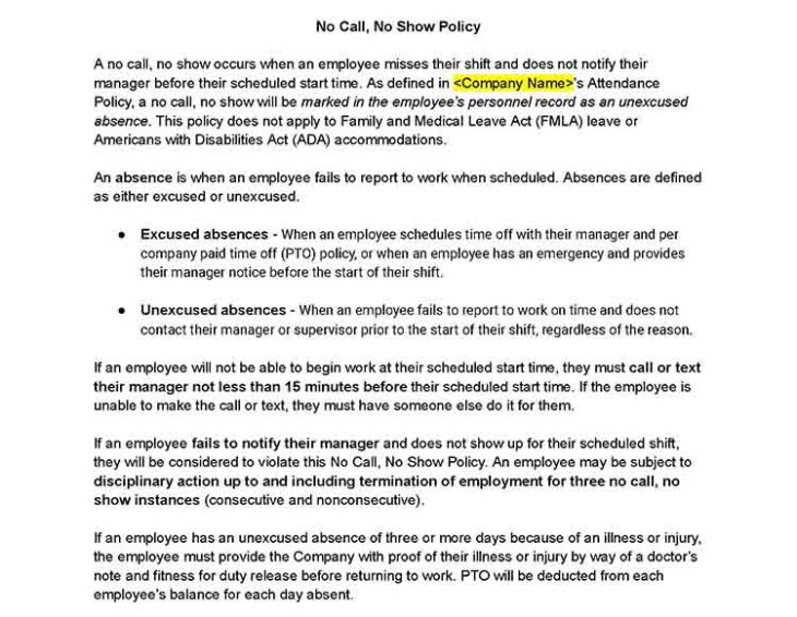No Call, No Show Policy: How to Create One [+ Free Template]