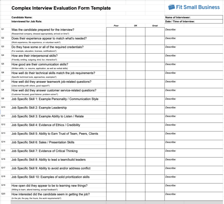 8 Free Interview Evaluation Forms & 3 Scorecard Templates