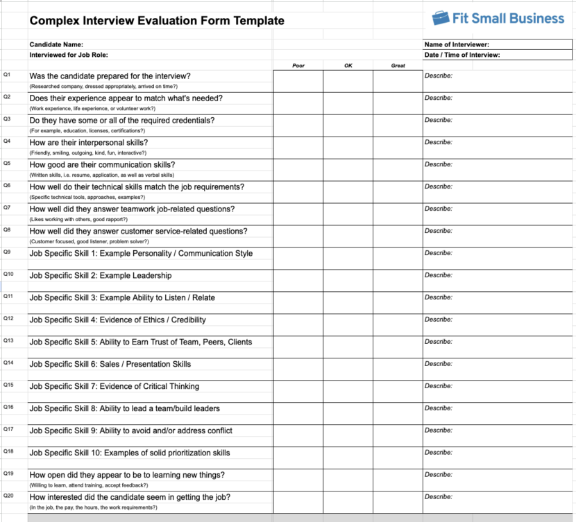8 Free Interview Evaluation Forms & 3 Scorecard Templates
