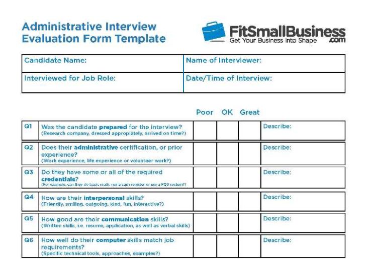 Free Interview Evaluation Forms & Scorecard Templates