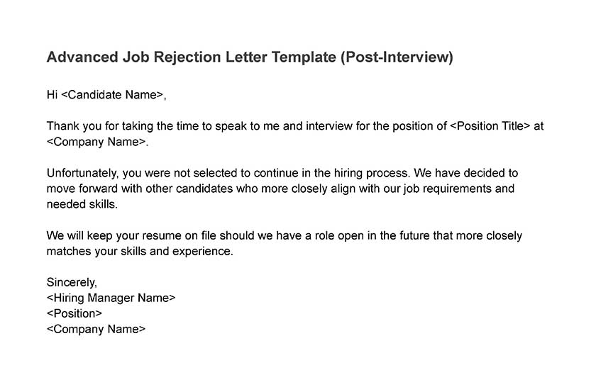 How To Compose A Job Rejection Letter Free Templates