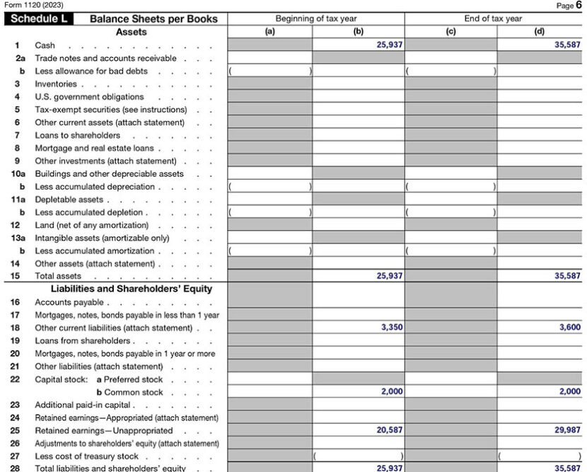 How To Fill Out Form 1120 for Tax Year 2023 (With Example)