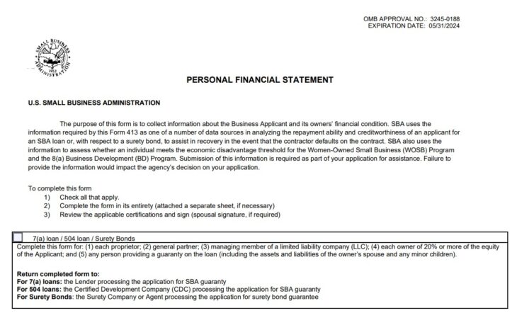 SBA Form 413: How To Fill Out a Personal Financial Statement