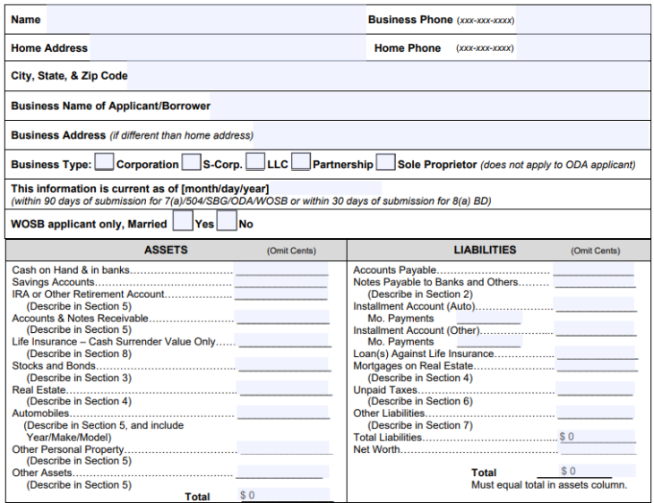 Ultimate Guide to SBA Form 413: What It Is & How to Fill Out