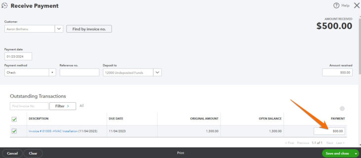 How To Enter a Partial Payment in QuickBooks Online