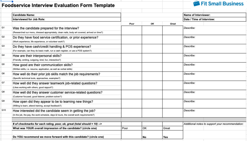 8 Free Interview Evaluation Forms & 3 Scorecard Templates