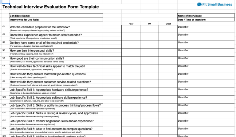 8 Free Interview Evaluation Forms & 3 Scorecard Templates