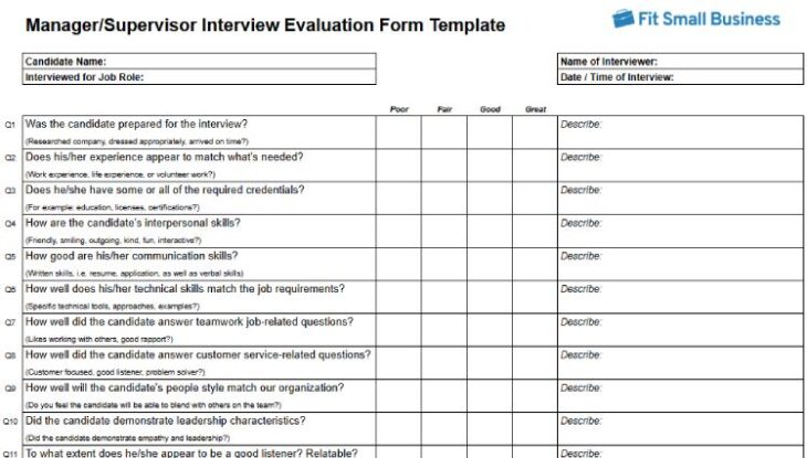8 Free Interview Evaluation Forms & 3 Scorecard Templates