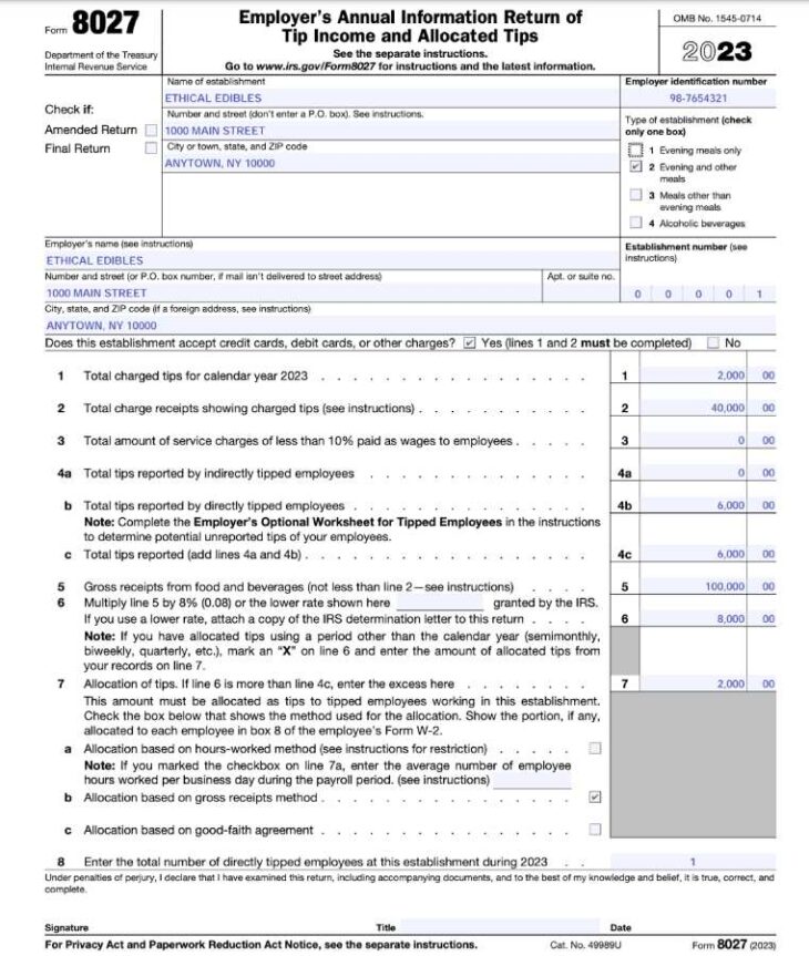 Step by Step IRS Form 8027 Instructions