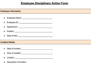 Employee Disciplinary Action Form | Template & Guidelines