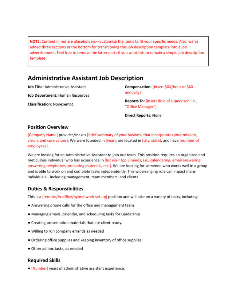 Administrative Assistant Job Description Template: How to Write One
